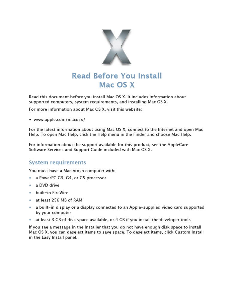Read Before You Install | PDF | Mac Os | Mac Os X Tiger