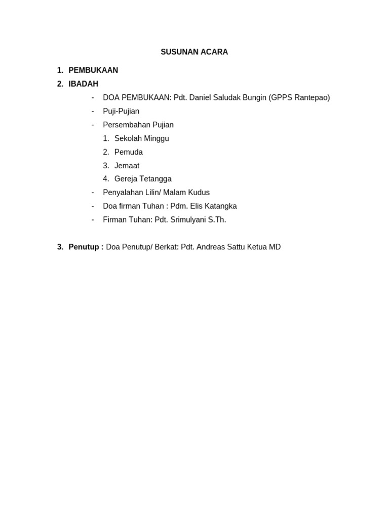 Susunan Acara | PDF