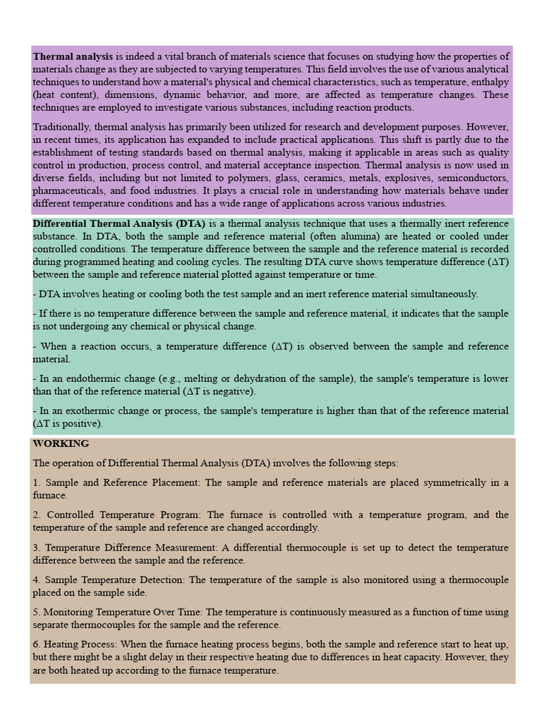 dta notes | PDF | Thermal Analysis | Chemical Reactions