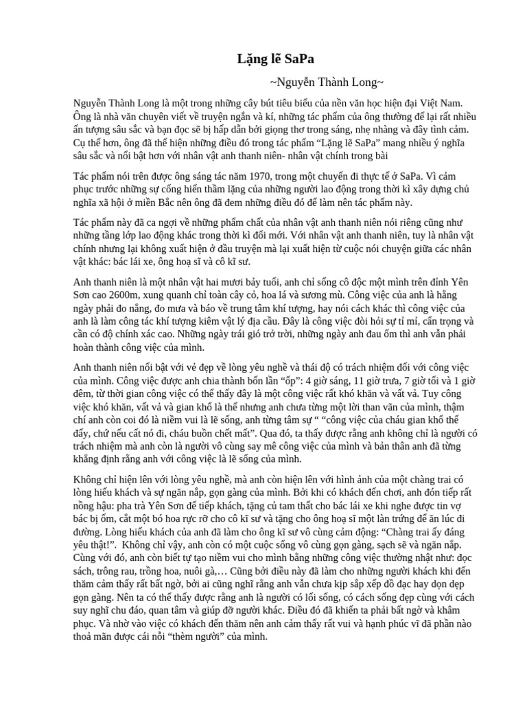 Lặng lẽ SaPa | PDF