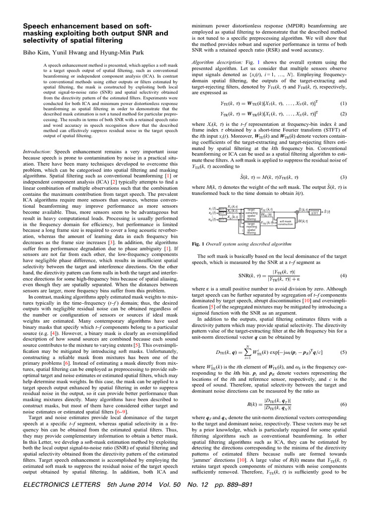 Speech Enhancement Based On Soft Masking Exploiting Both Output SNR and Selectivity of Spatial ...