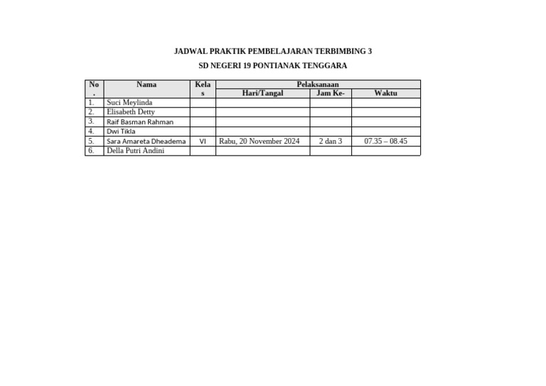 Jadwal PTT 3 | PDF