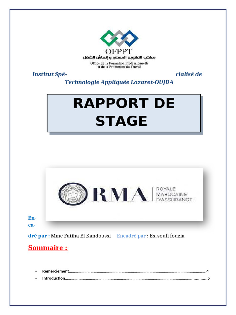 Rapport de stage en assurance auto | PDF | Assurance | Services financiers