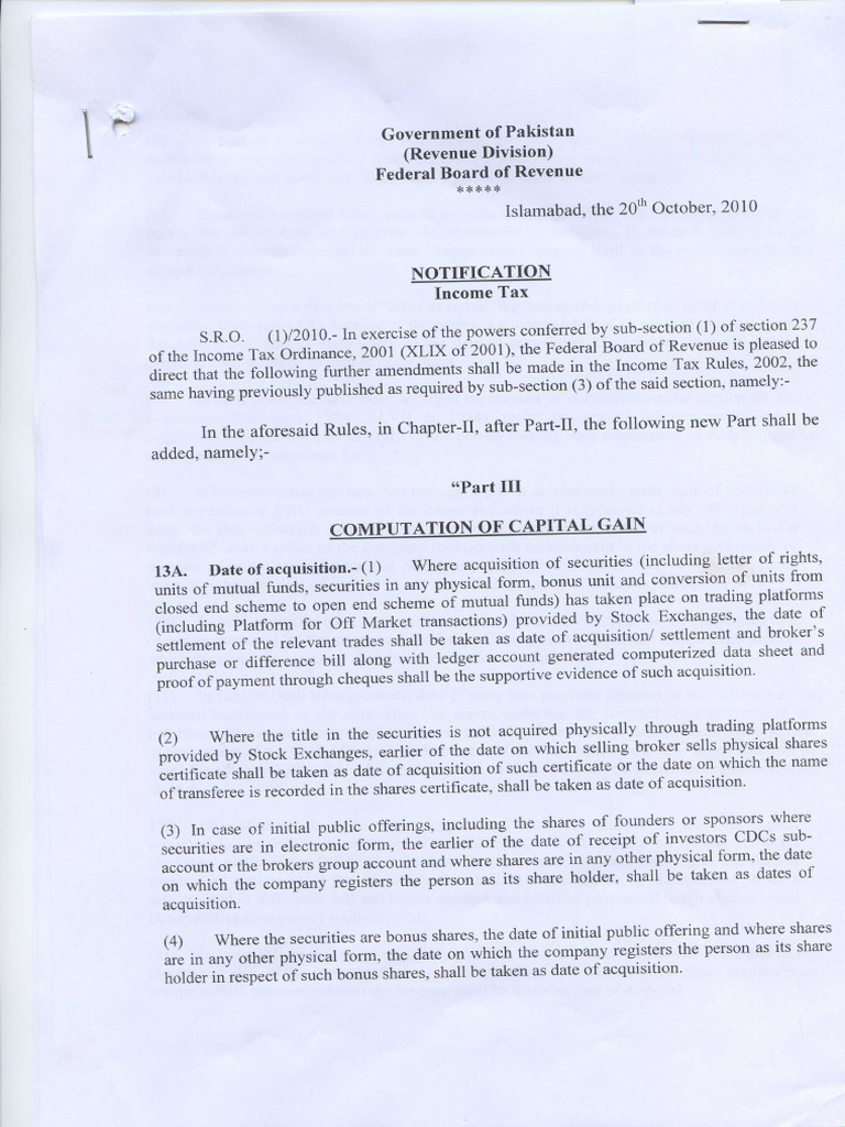 FBR - IncomeTax-Stocks | PDF