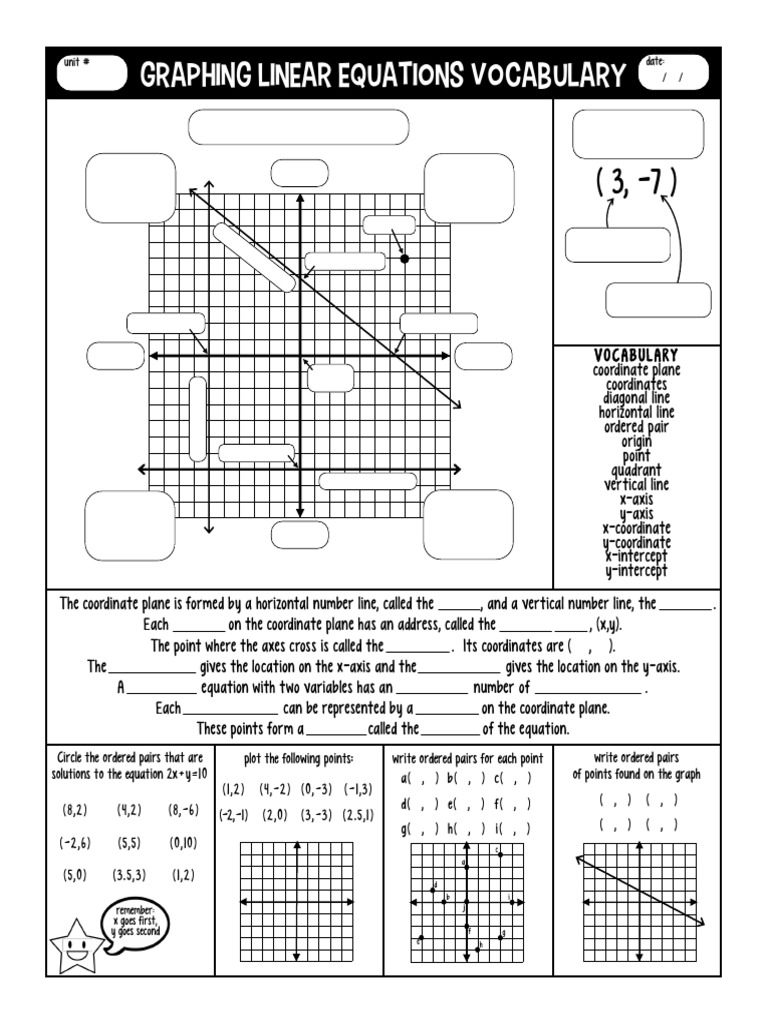 Graph Vocabulary Worksheet and Answer Key | PDF | Cartesian Coordinate ...