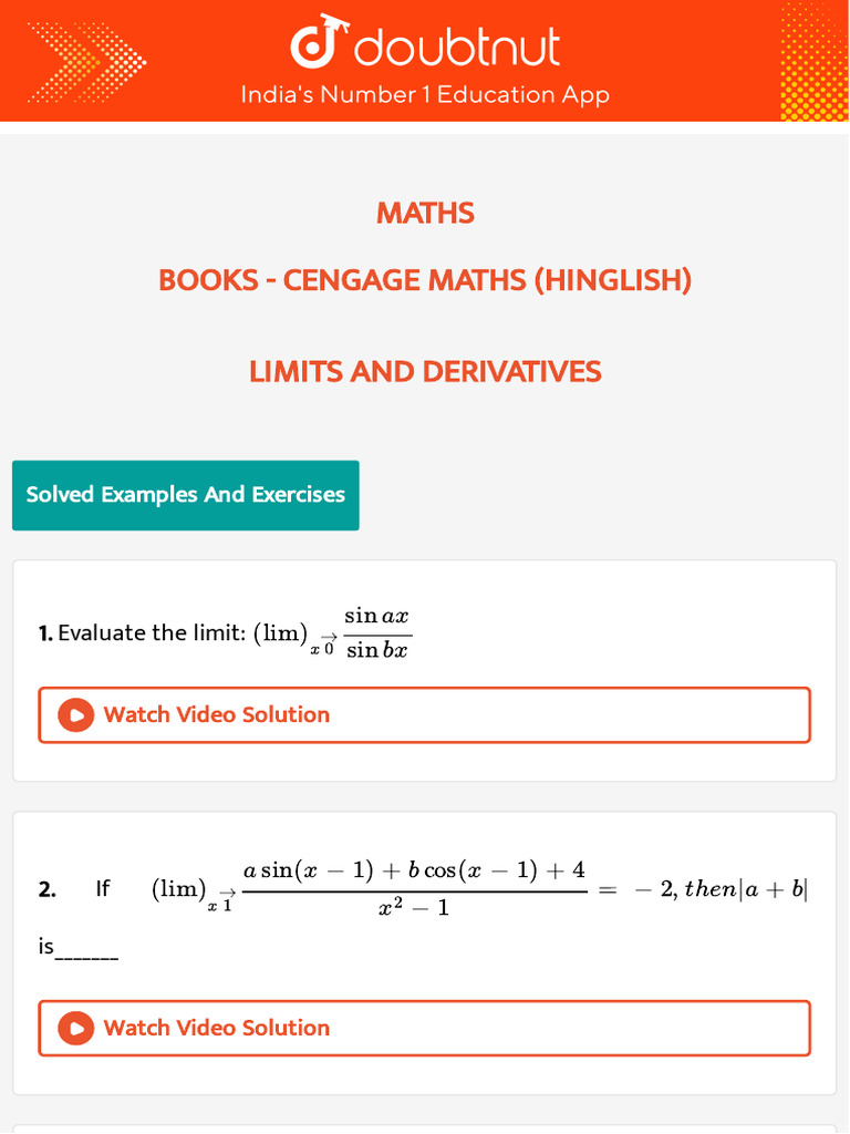 Cengage Limits & Derivatives | PDF | Mathematical Analysis ...