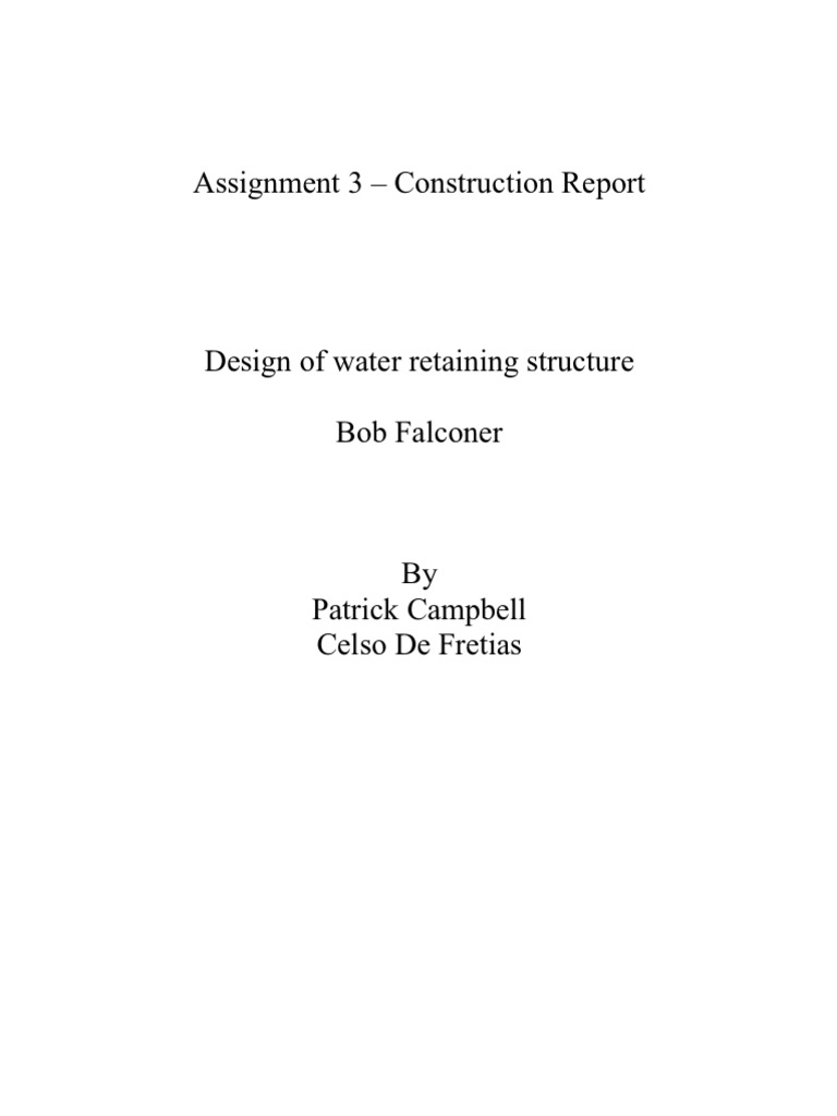 Design of Water Retaining Structure Outline | PDF