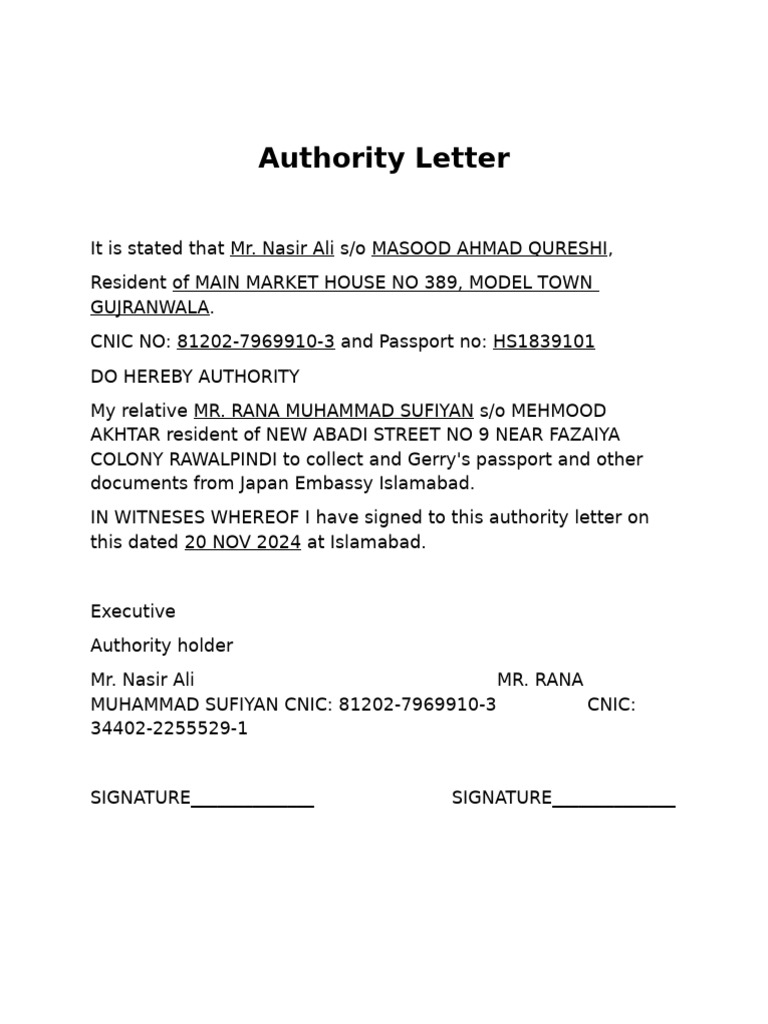 Authority Letter | PDF