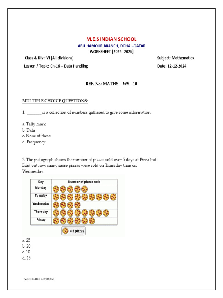MATHS – WS - 10 - handlig_data | PDF | Mathematics