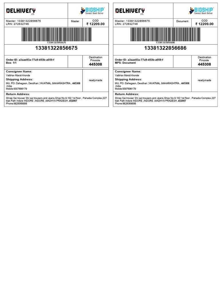 Consignee Name: Consignee Name:: Order ID: A3aae83a 77a9 453b A059 F ...