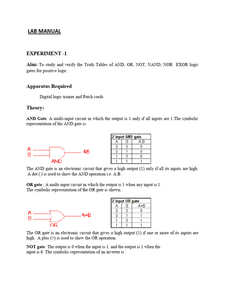 Lab Manual Pdf Subtraction Logic Gate