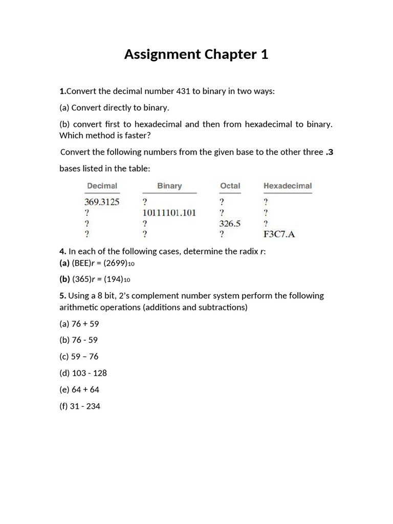 Assignment Chapter 1 | PDF