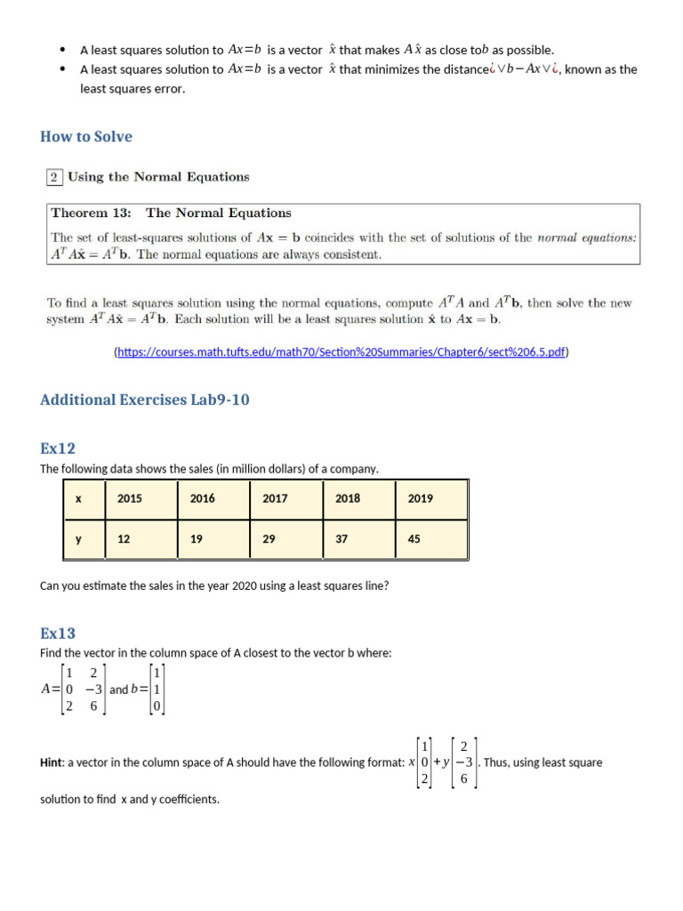 Least Squares Solutions Explained | PDF