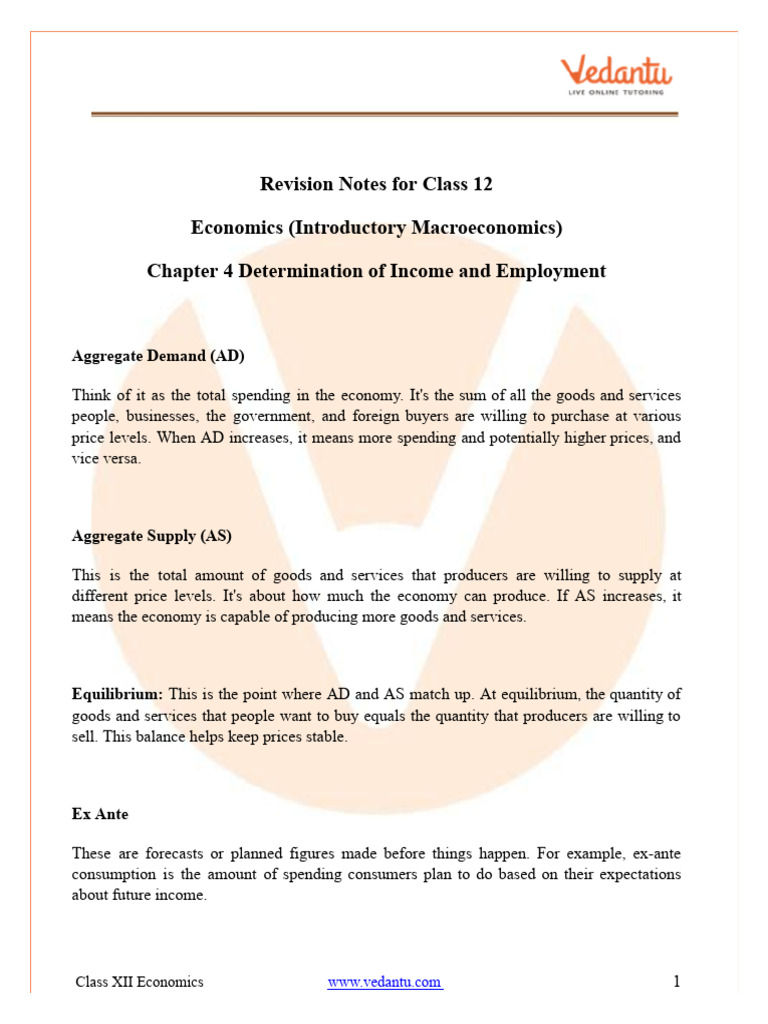 Cbse Class 12 Macro Economics Notes Chapter 4 | PDF | Consumption ...