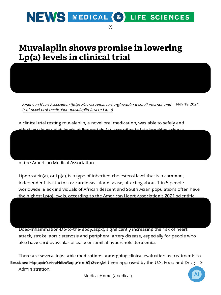 Muvalaplin Shows Promise in Lowering LP (A) Levels in Clinical TR | PDF ...