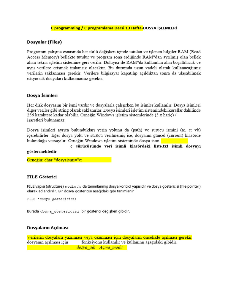 14 Hafta Dosya Islemleri | PDF