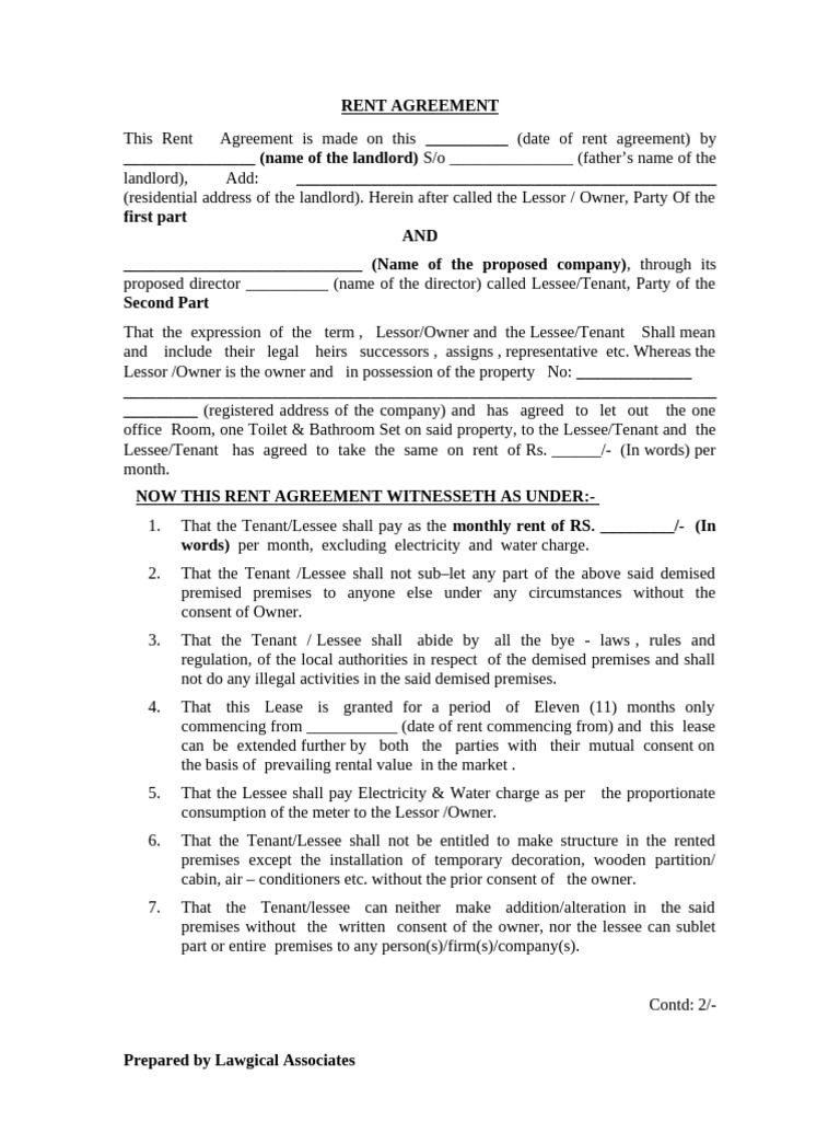 Rent-Agreement-Format | PDF | Lease | Leasehold Estate
