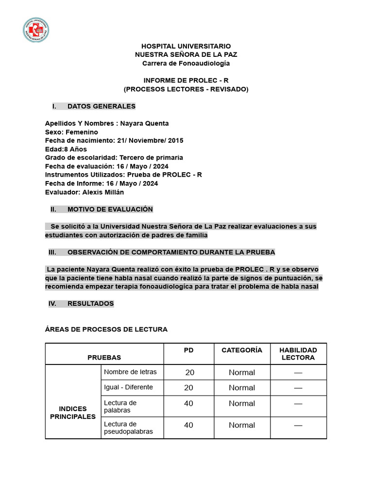 Informe Hospital Universitario | PDF