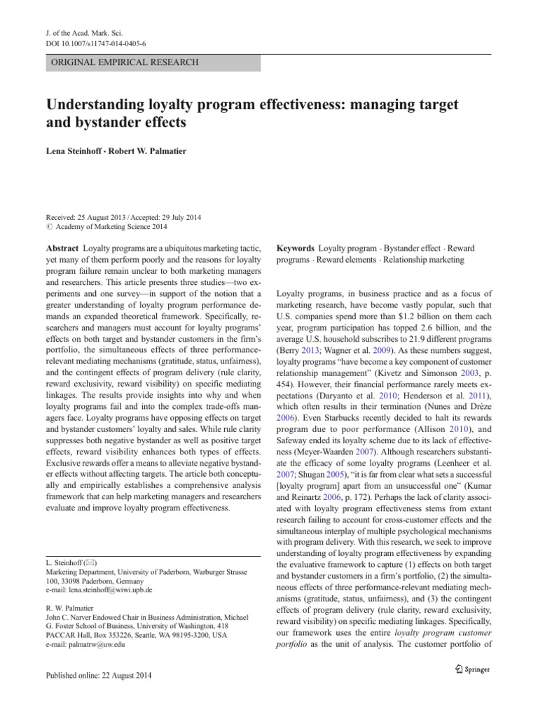 loyalty-program managing bystander and effectiveness | PDF | Psychological Concepts | Social ...