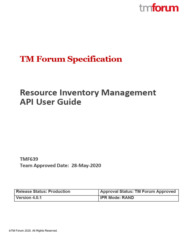 TMF639 Resource Inventory API Guide | PDF | Hyperlink | Intellectual ...