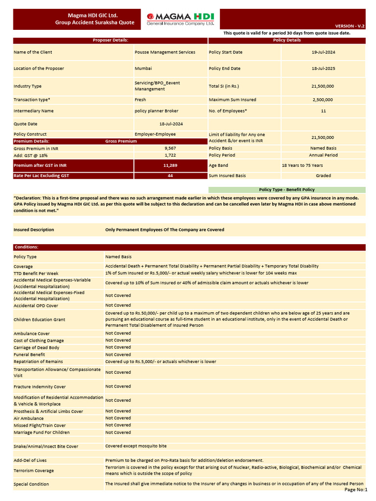 GPA-Quote | PDF | Insurance | Airlines