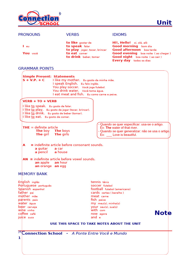 Connection School Book One | PDF