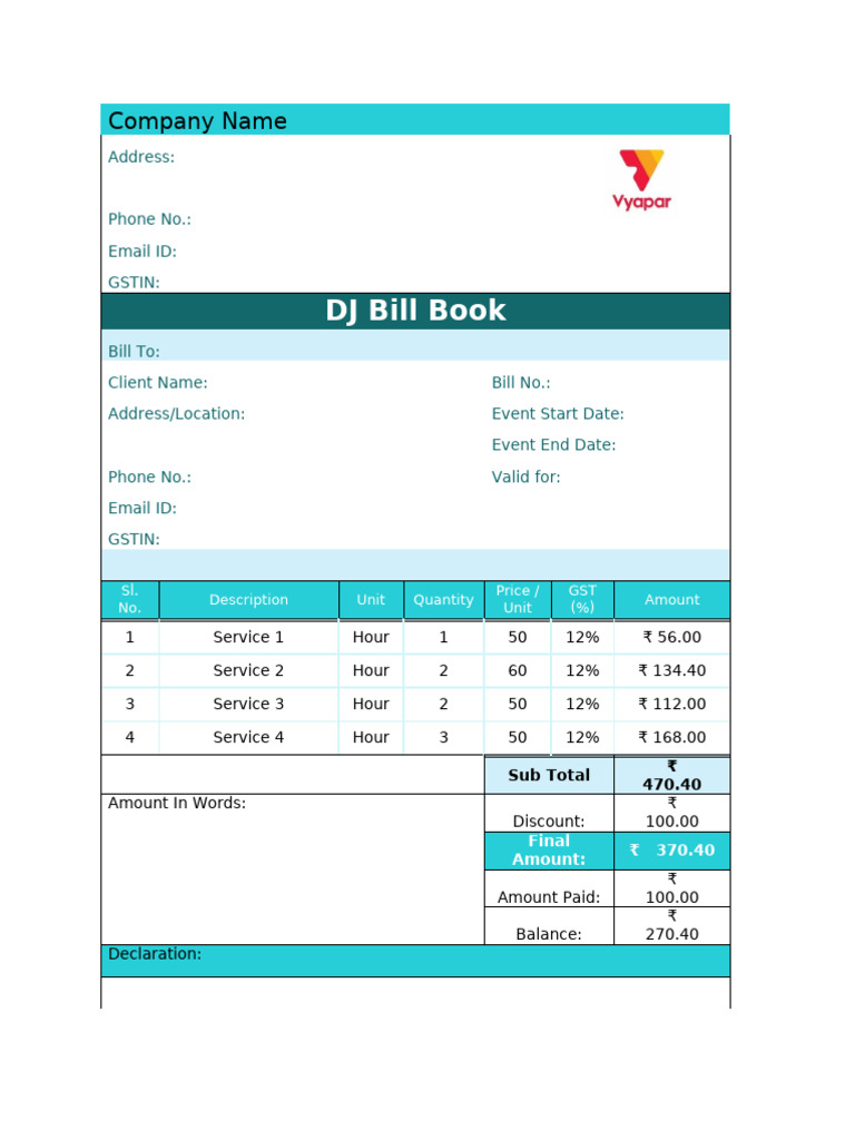 DJ Bill Book Format 1 | PDF