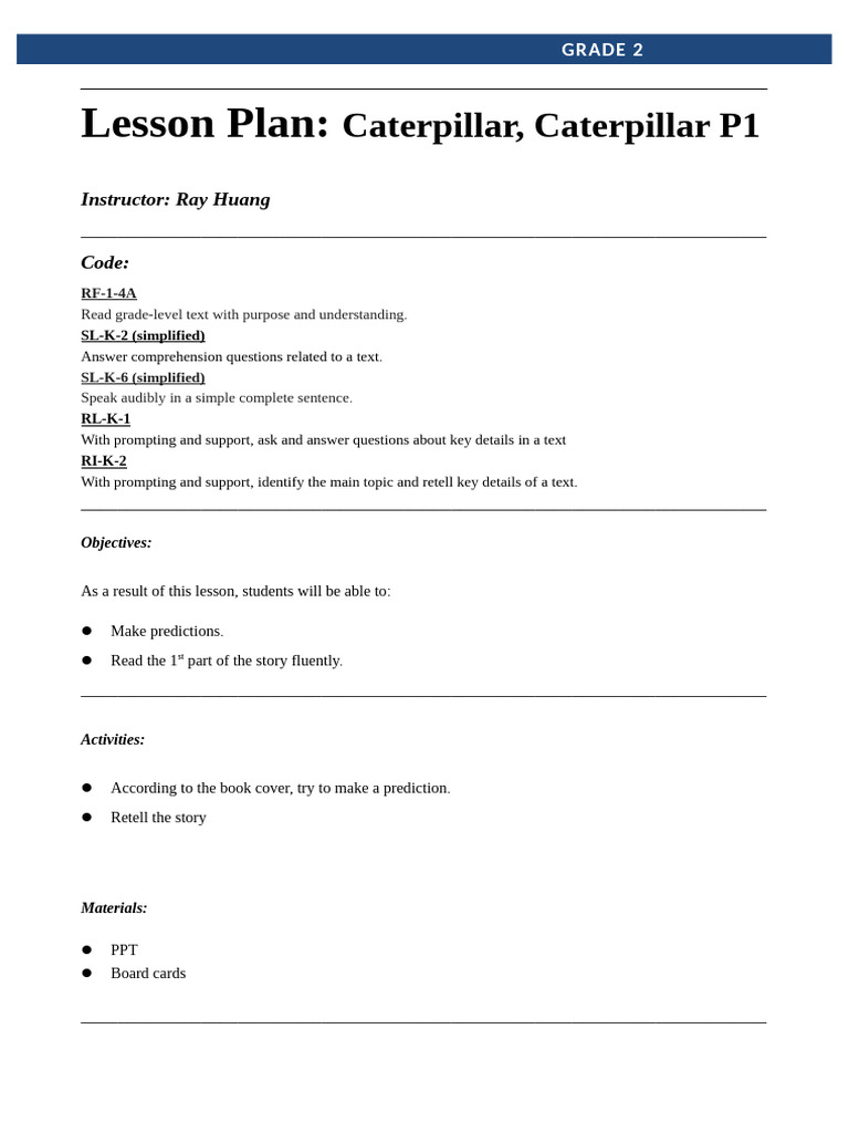 Caterpillar, Caterpillar P1 | PDF | Pedagogy | Cognitive Science