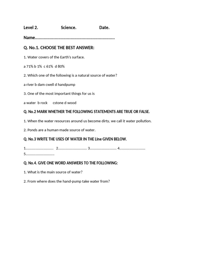 Lavel 2 Sci Test Water | PDF