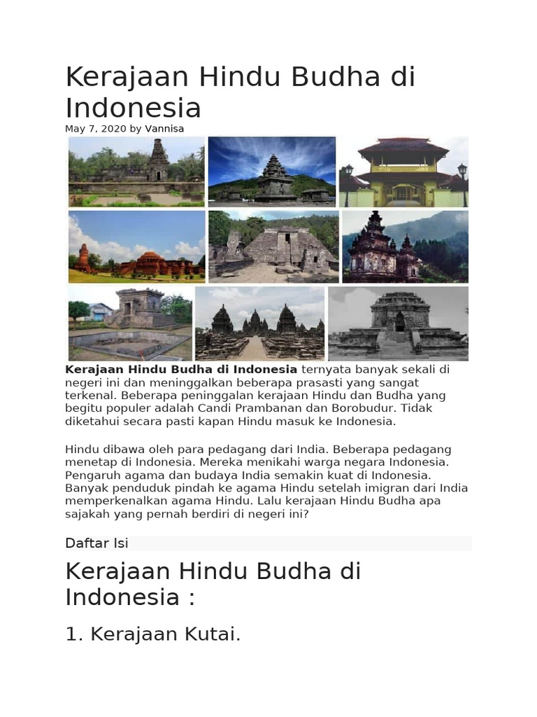 Kerajaan Hindu Budha Di Indonesia | PDF