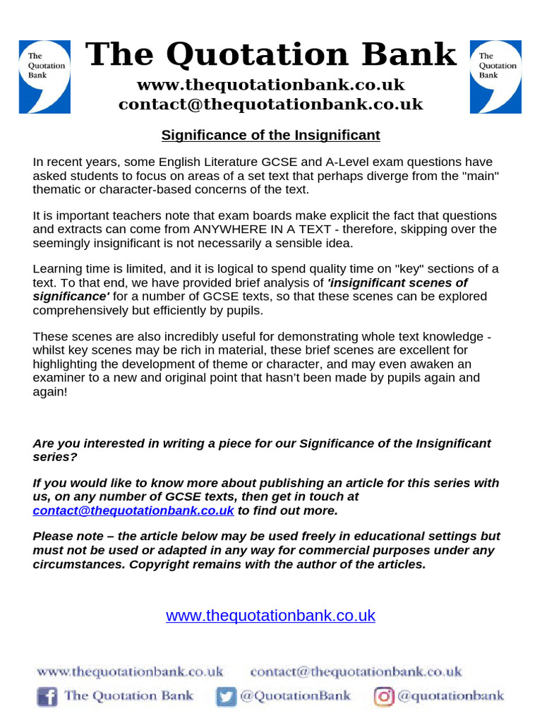 The Significance of The Insignificant - DR Je | PDF | Strange Case Of ...