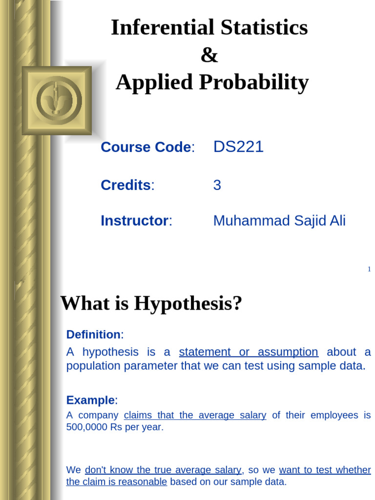 Lecture 39 - Hypothesis Testing | PDF | Type I And Type Ii Errors ...