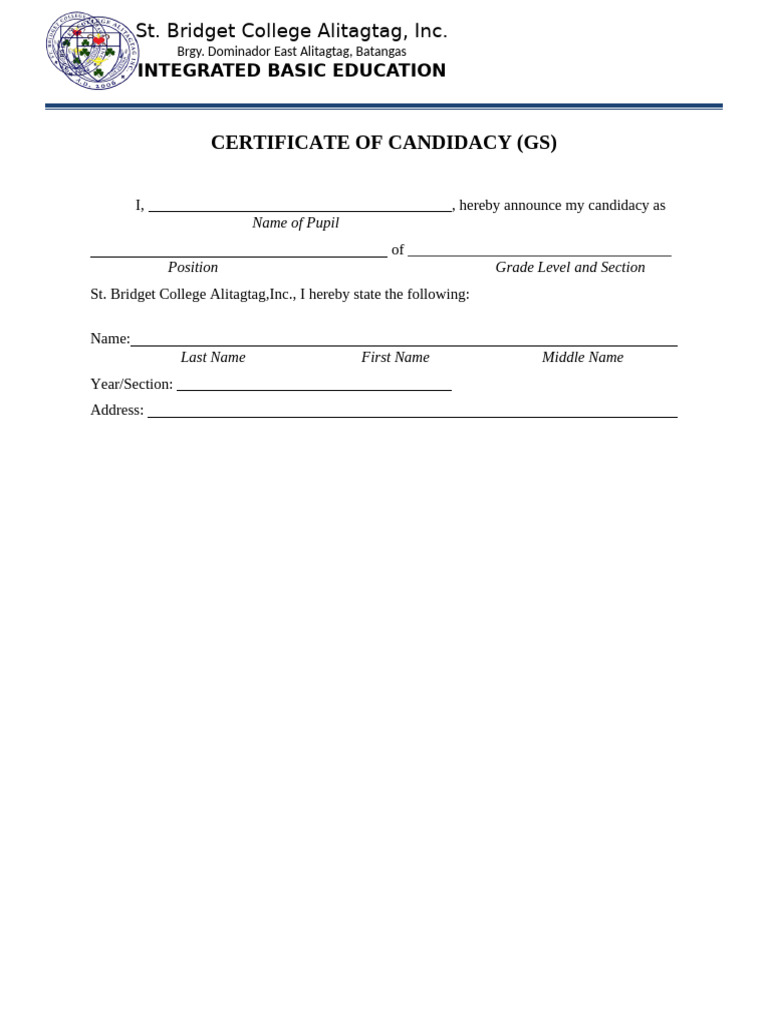Candidacy Form GS New Header | PDF