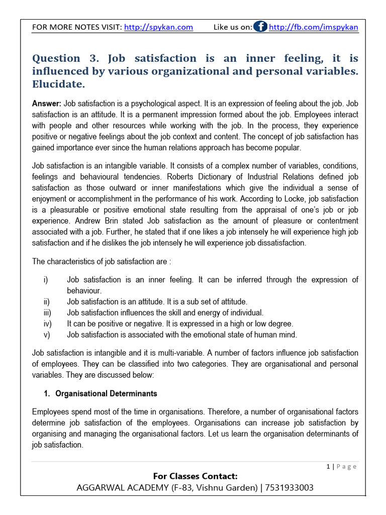 MCO-01 Q3-b | PDF | Job Satisfaction | Psychology