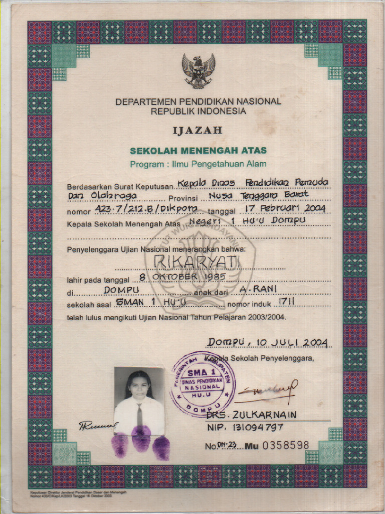Ijazah Sma | PDF