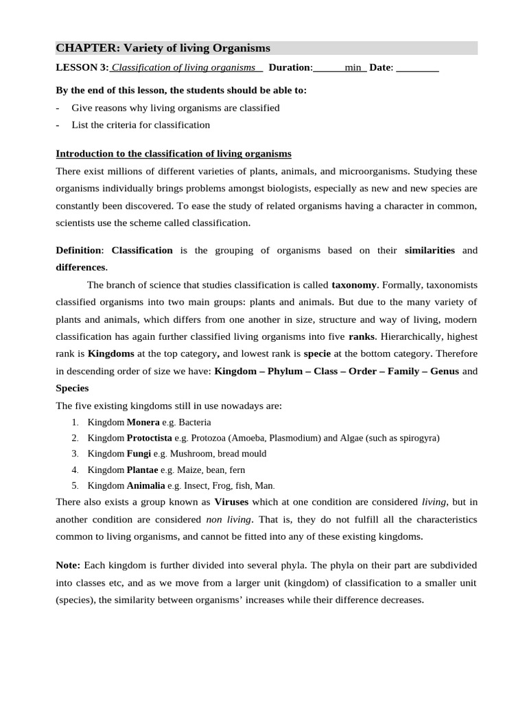 Classification of Living Organisms - F3 | PDF | Virus | Hiv/Aids