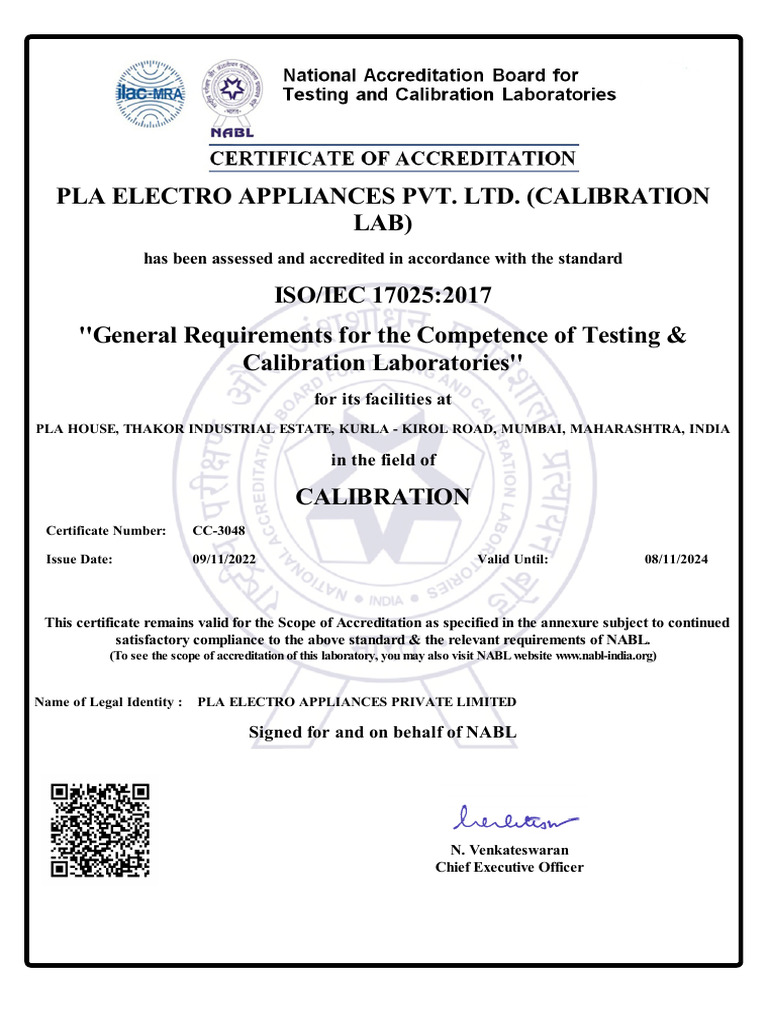 Certificate CC-3048 - PLA | PDF