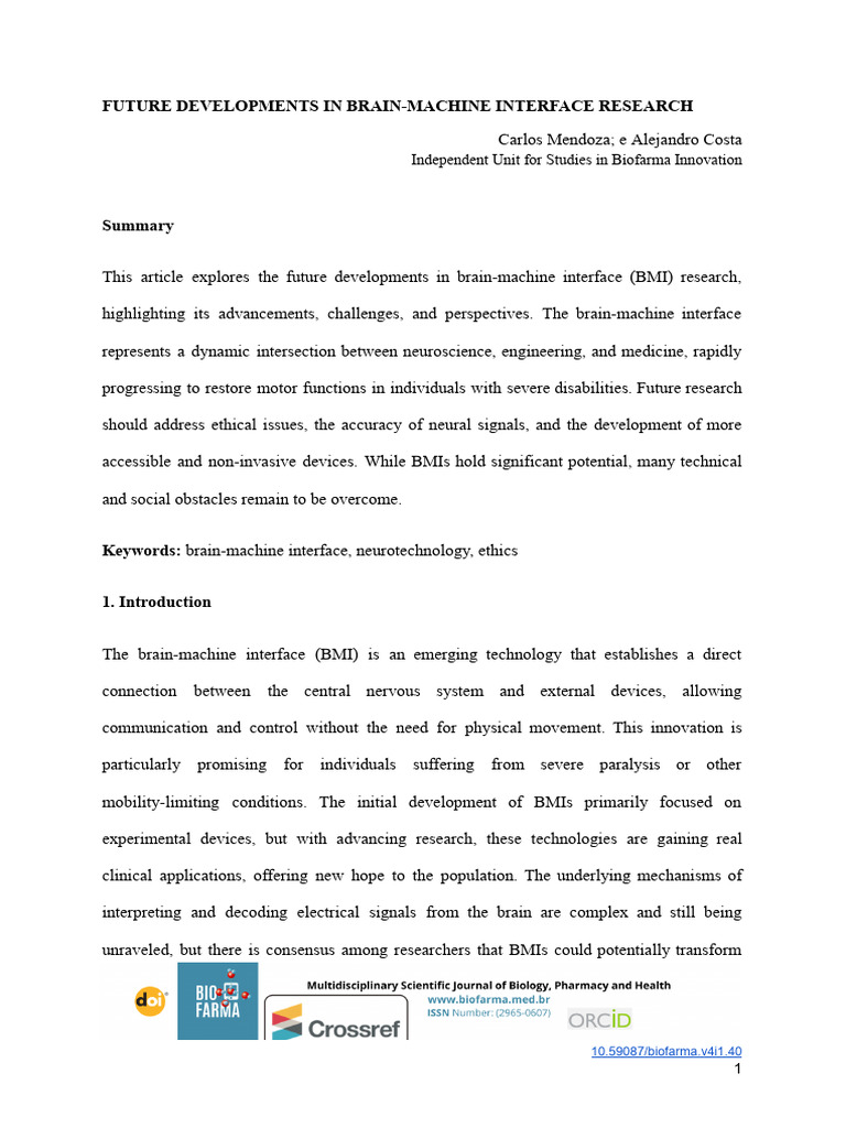 Alejandro Costa Desenvolvimentos Futuros Na Pesquisa | PDF | Neuroscience
