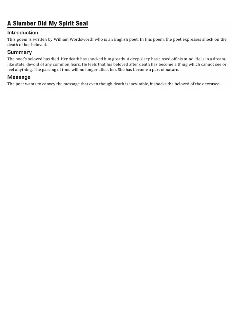 Slumber Did My Spirit Seal | PDF Slumber Did My Spirit Seal | PDF