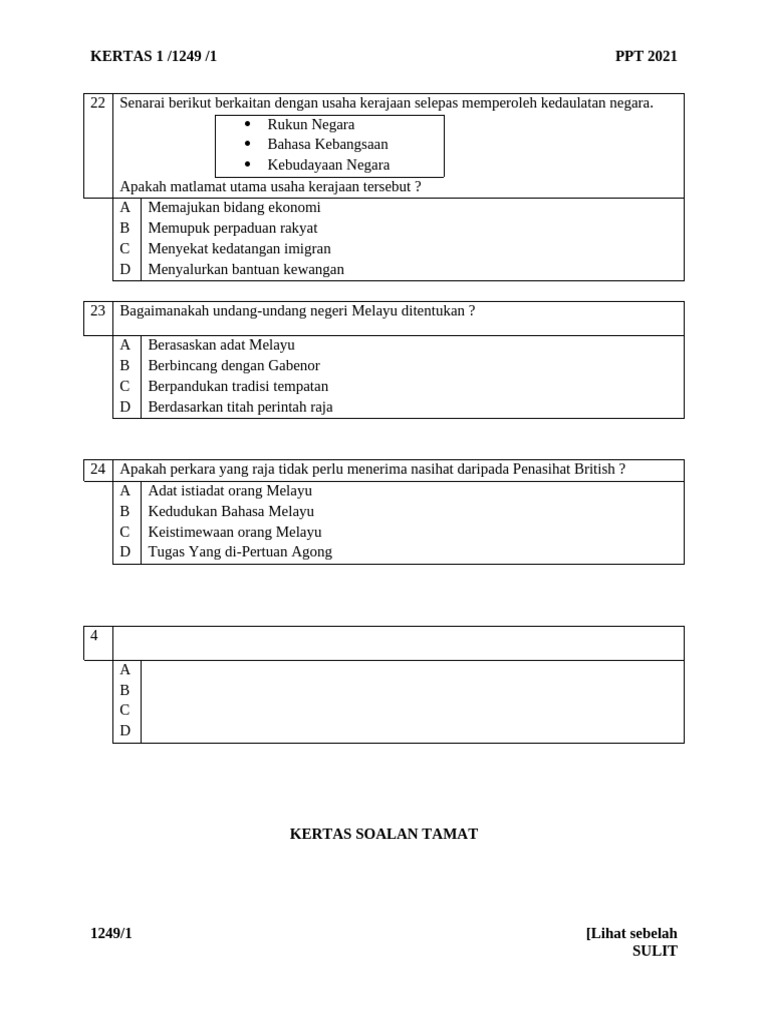 SOALAN OBJEKTIF (Set 1) | PDF
