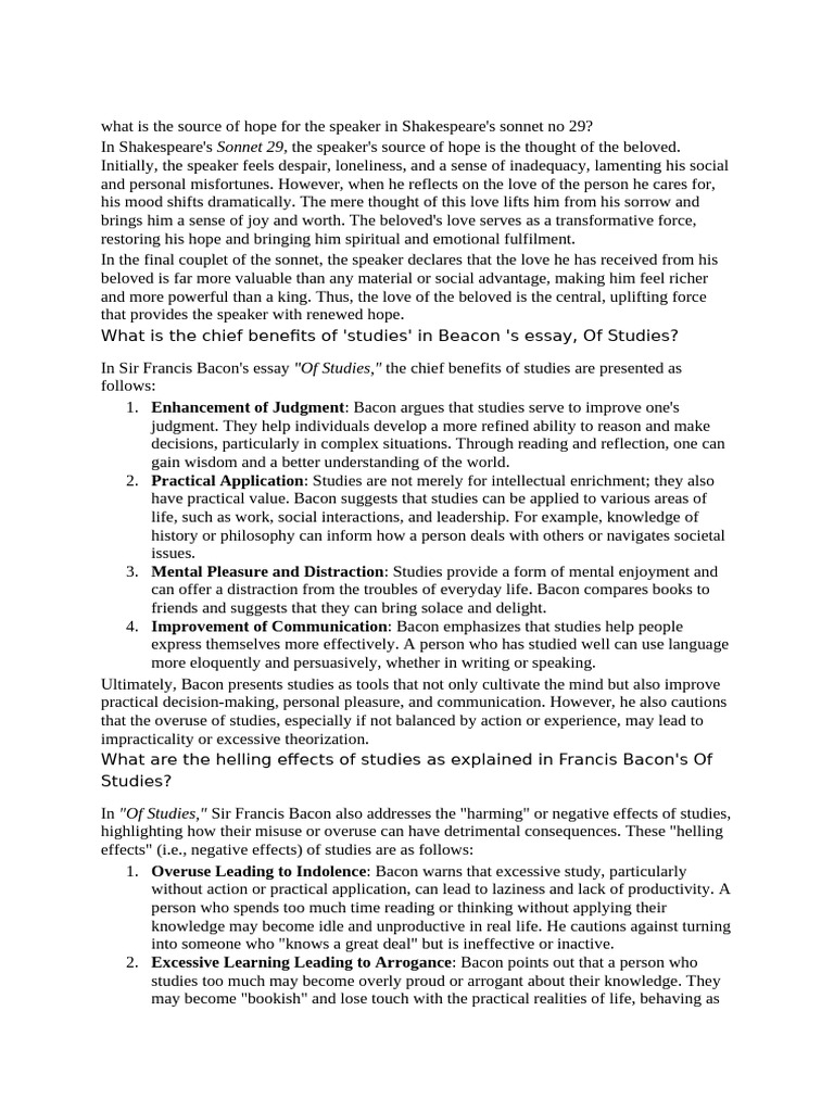 Sonnet 29 | PDF | Experience | Knowledge