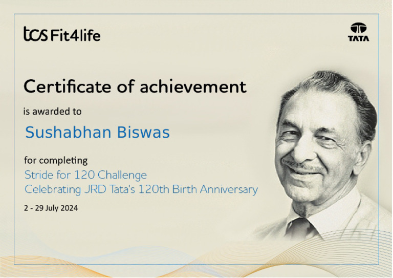 TCS Fit4life Certificate | PDF