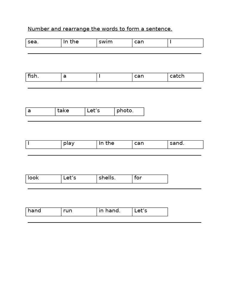 Number and Rearrange The Words To Form A Sentence | PDF