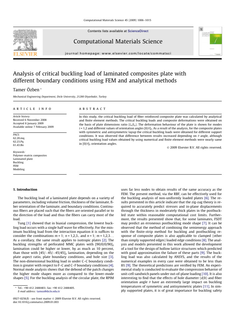 Composite Plate Buckling Analysis | PDF | Buckling | Finite Element Method