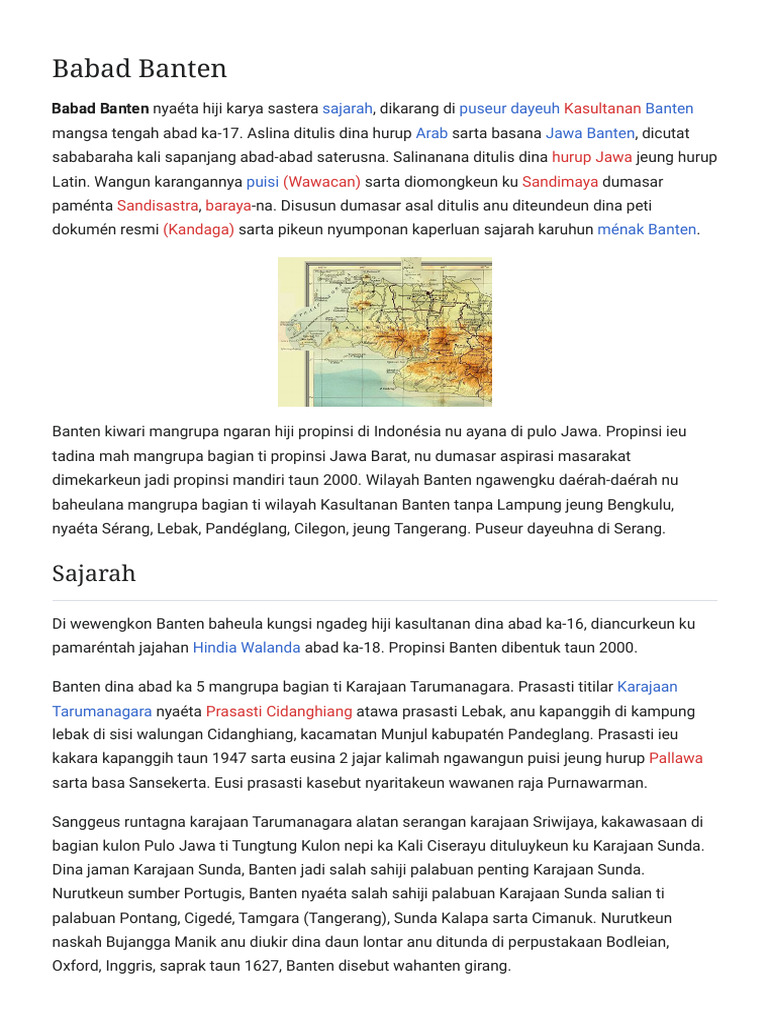 Babad Banten - Wikipédia Sunda, Énsiklopédi Bébas | PDF