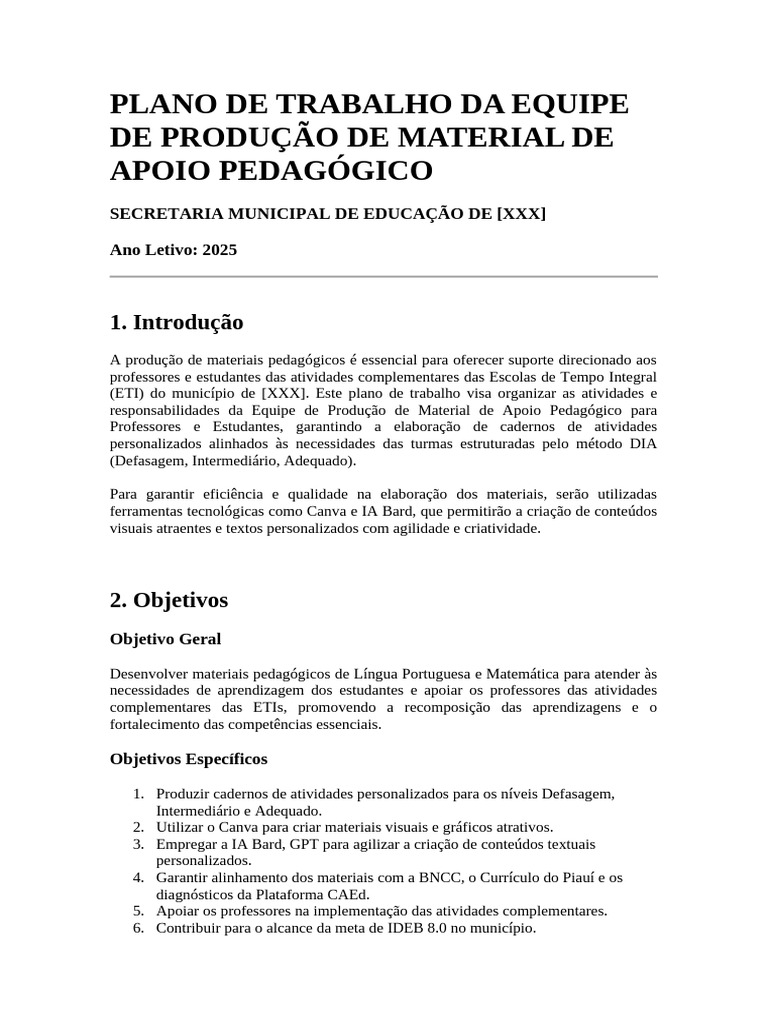 Produção de Materiais Pedagógicos 2025 | PDF | Pedagogia | Multiplicação