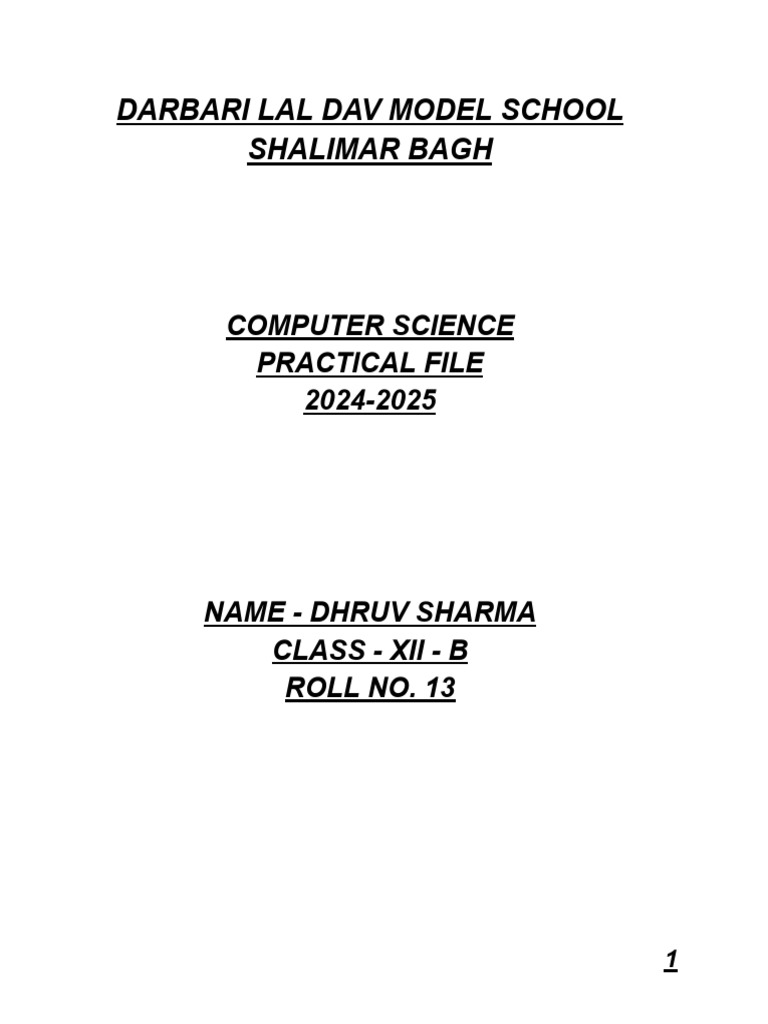 Dhruv Sharma CS Practical File | PDF | Parameter (Computer Programming) | Letter Case