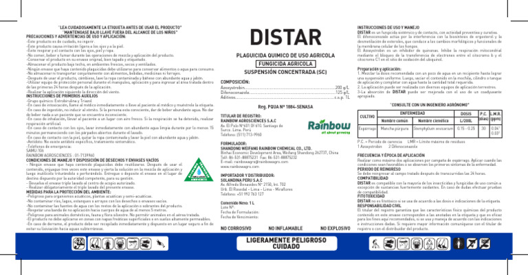Instrucciones de Uso del Fungicida Distar | PDF | Agua | Pesticida