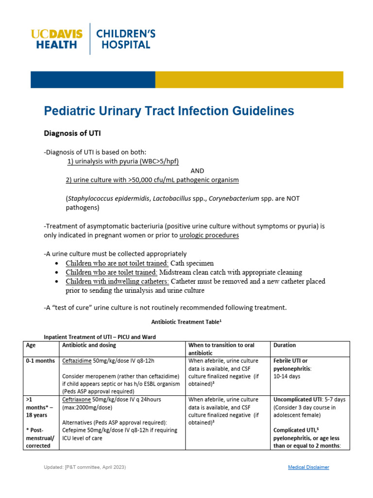 UTI Guidelines in Pediatrics | PDF | Urinary Tract Infection | Urology