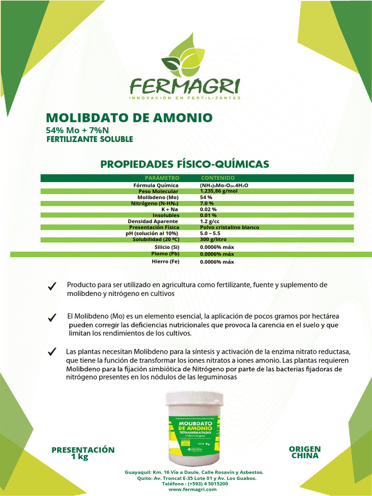 Molibdato de Amonio | PDF